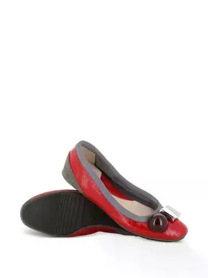 DOVE NUOTANO GLI SQUALI Becky Appliqué Ballet Flats - Red
