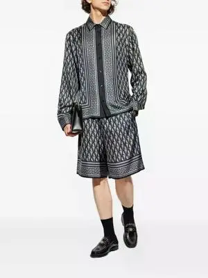 Versace Geometric Print Button-up Shirt - Grey