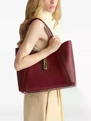 Furla Large Goccia Leather Tote Bag - Red