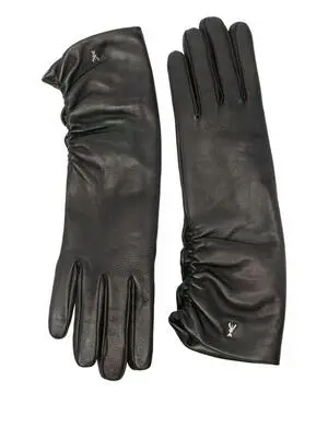 Patrizia Pepe Ruched Leather Gloves