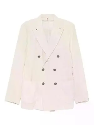 SANTANIELLO Double-breasted Corduroy Blazer - Neutrals