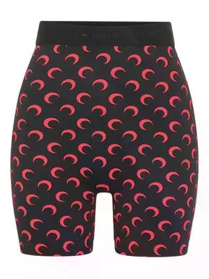 MARINE SERRE Crescent Moon Print Biker Shorts - Black