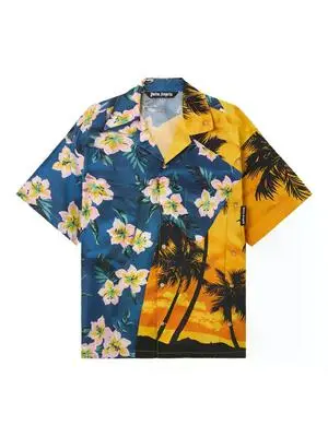 Palm Angels Floral Sunset Short-sleeve Shirt - Blue