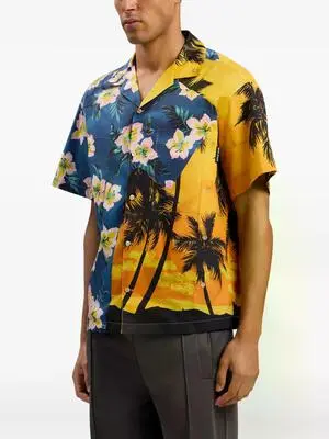 Palm Angels Floral Sunset Short-sleeve Shirt - Blue