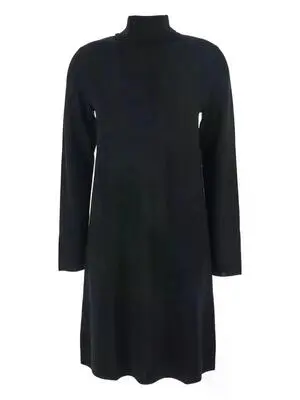 ALLUDE Roll-neck Fine-knit Midi Dress - Black