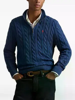 Polo Ralph Lauren Cable-knit Quarter-zip Sweater - Blue