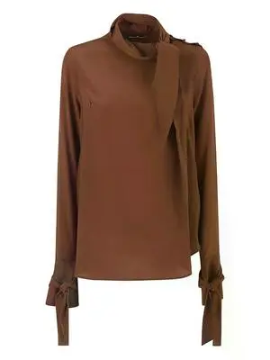 Ermanno Scervino Tie-neck Top - Brown