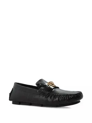 Versace Medusa Croc-effect Leather Driver Loafers