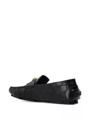 Versace Medusa Croc-effect Leather Driver Loafers