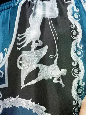 Versace Hall Of Heroes Print Silk Shorts - Blue