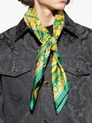 Versace Large Barocco Print Silk Scarf