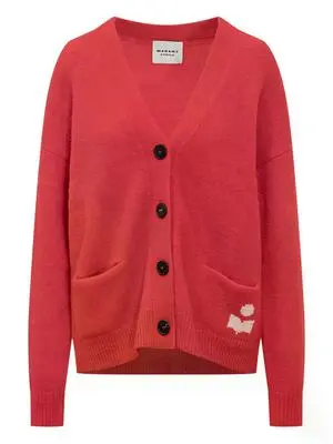 MARANT ETOILE Pocket Logo Cardigan - Red