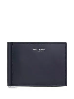 Saint Laurent Logo Bill-clip Wallet - Blue
