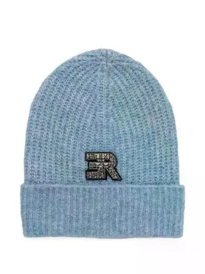 ERMANNO FIRENZE Embellished Beanie Hat - Blue