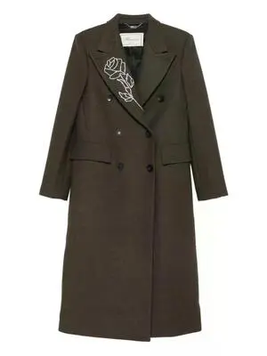 Blumarine Wool-blend Coat With Rose Embellishment