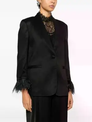 Montedoro Feather-trim Single-button Blazer - Black