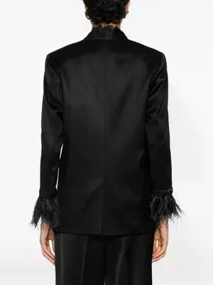Montedoro Feather-trim Single-button Blazer - Black