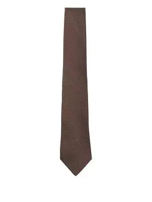 DELL'OGLIO Textured Neck Tie - Brown