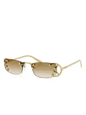Prada Rectangle-frame Sunglasses - Gold
