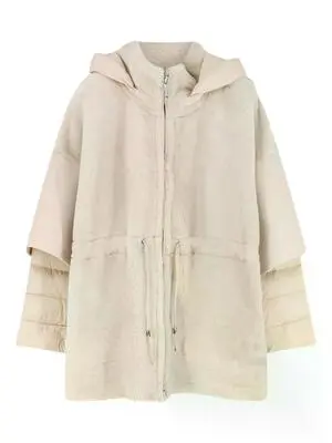 MOORER Hooded Coat With Padded Sleeves