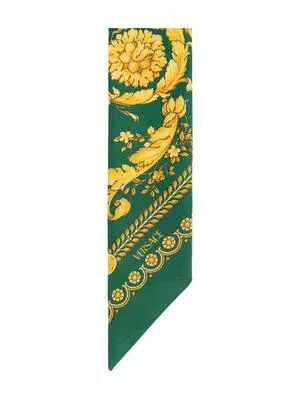 Versace Barocco Print Silk Scarf - Green