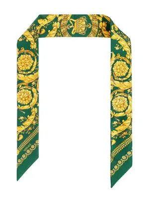Versace Barocco Print Silk Scarf - Green