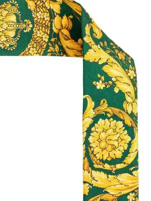 Versace Barocco Print Silk Scarf - Green