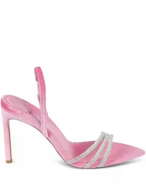 BETTINA VERMILLON 110mm Roxy Crystal-embellished Velvet Slingback Sandals - Pink