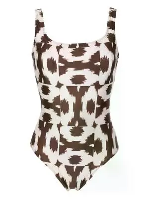 LENNY NIEMEYER Ikat Patchwork Print Swimsuit - White