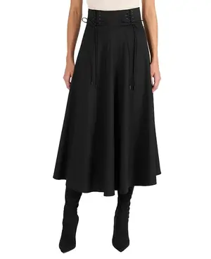 Santorelli Aster Full Midi Skirt With Leather Lacing