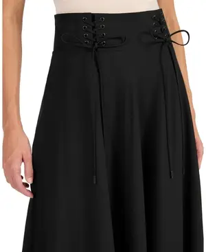 Santorelli Aster Full Midi Skirt With Leather Lacing