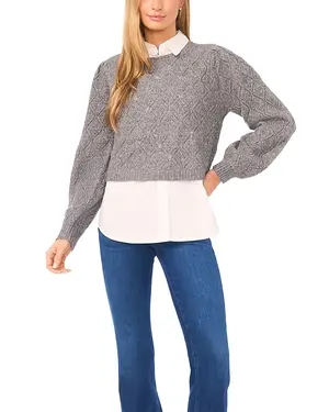 Ted Baker London Rumer Pointelle Twofer Sweater - Fossil