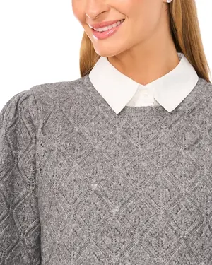 Ted Baker London Rumer Pointelle Twofer Sweater - Fossil