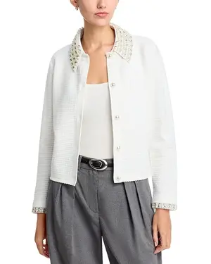 SIONI Embellished Sweater Jacket - Eggshell