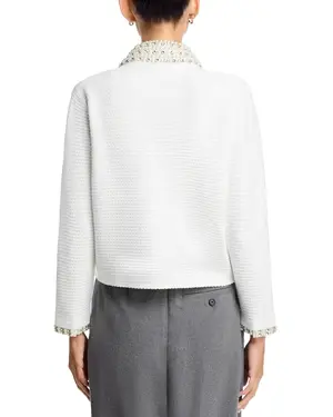 SIONI Embellished Sweater Jacket - Eggshell