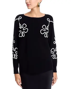 SIONI Crewneck Soutache Sweater - Black/ Eggshell