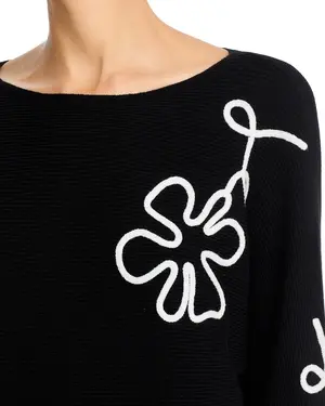 SIONI Crewneck Soutache Sweater - Black/ Eggshell