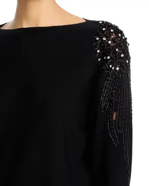 SIONI Illusion Lace Dolman Sleeve Sweater