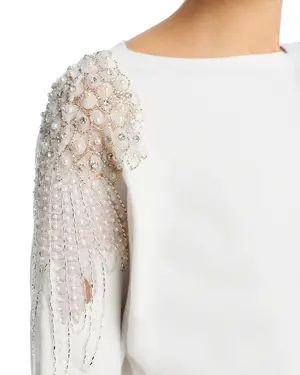 SIONI Illusion Lace Dolman Sleeve Sweater - Eggshell