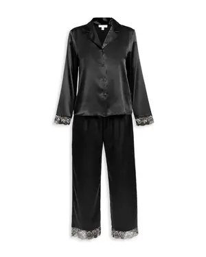 IN BLOOM BY JONQUIL Satin & Lace Pajama Set - Black