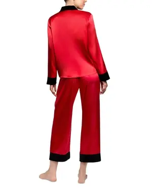IN BLOOM BY JONQUIL Velvet Trim Satin Pajama Set - Red