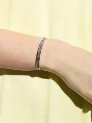 Tory Burch Rhinestone-embellished Logo Cuff Bracelet - Silver