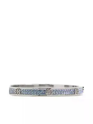 Tory Burch Rhinestone-embellished Logo Cuff Bracelet - Silver