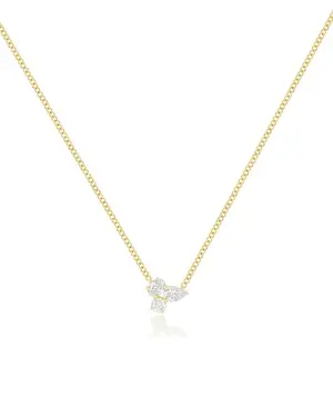 Ef Collection Diamond Mixed Cut Cluster Pendant Necklace - Gold