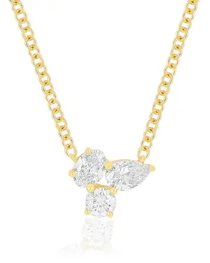 Ef Collection Diamond Mixed Cut Cluster Pendant Necklace - Gold
