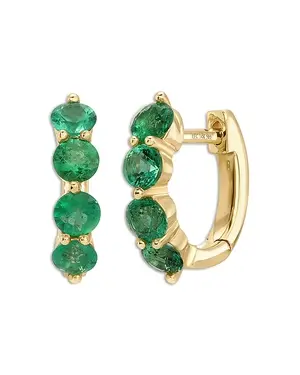 Ef Collection 14k Yellow Emerald Huggie Earrings - Gold
