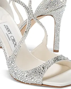 JIMMY CHOO Azia 95 Sandals - Ivory/crystal
