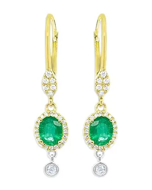 Meira T 14k White And Yellow Emerald And Diamond Drop Earrings - Gold