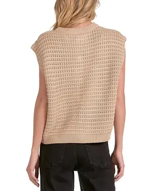 Elan Open Knit Sleeveless Cardigan - Taupe