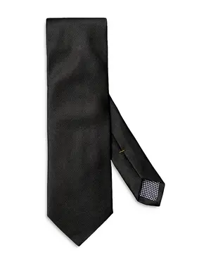 Eton Solid Silk Twill Neck Tie - Black